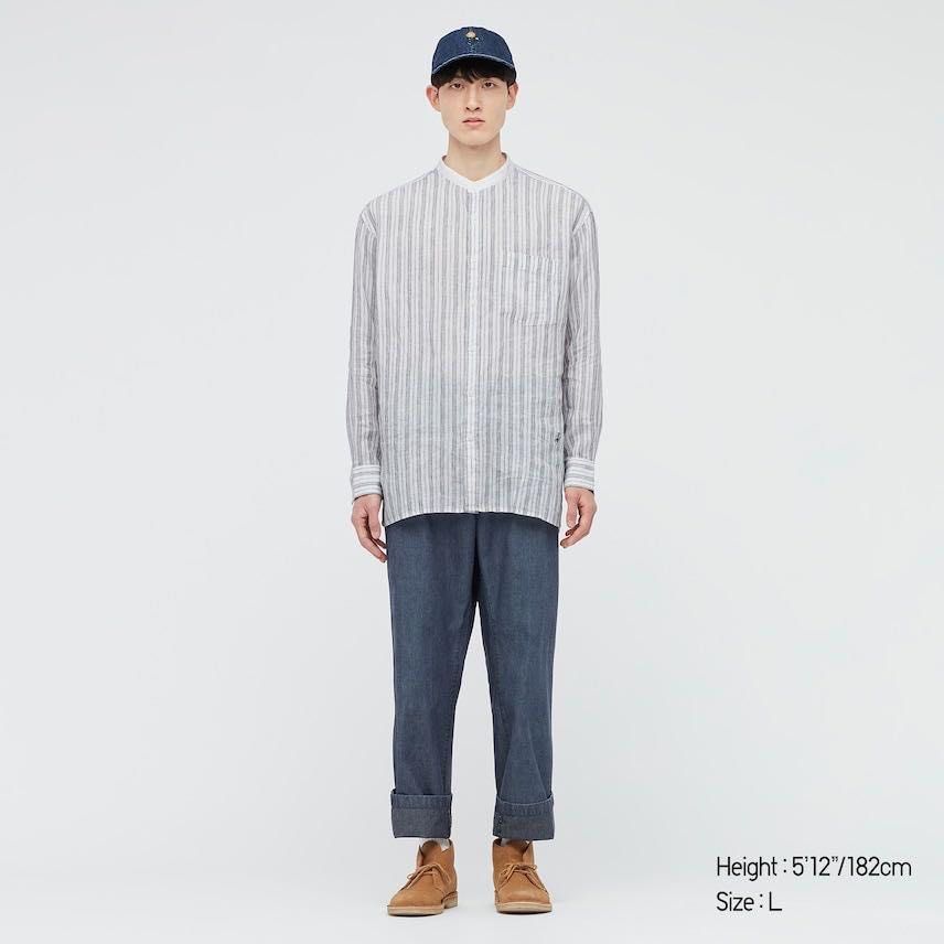 Uniqlo Men JWA JW Anderson Relaxed Pleated Pants Navy, Men's Fashion ...
