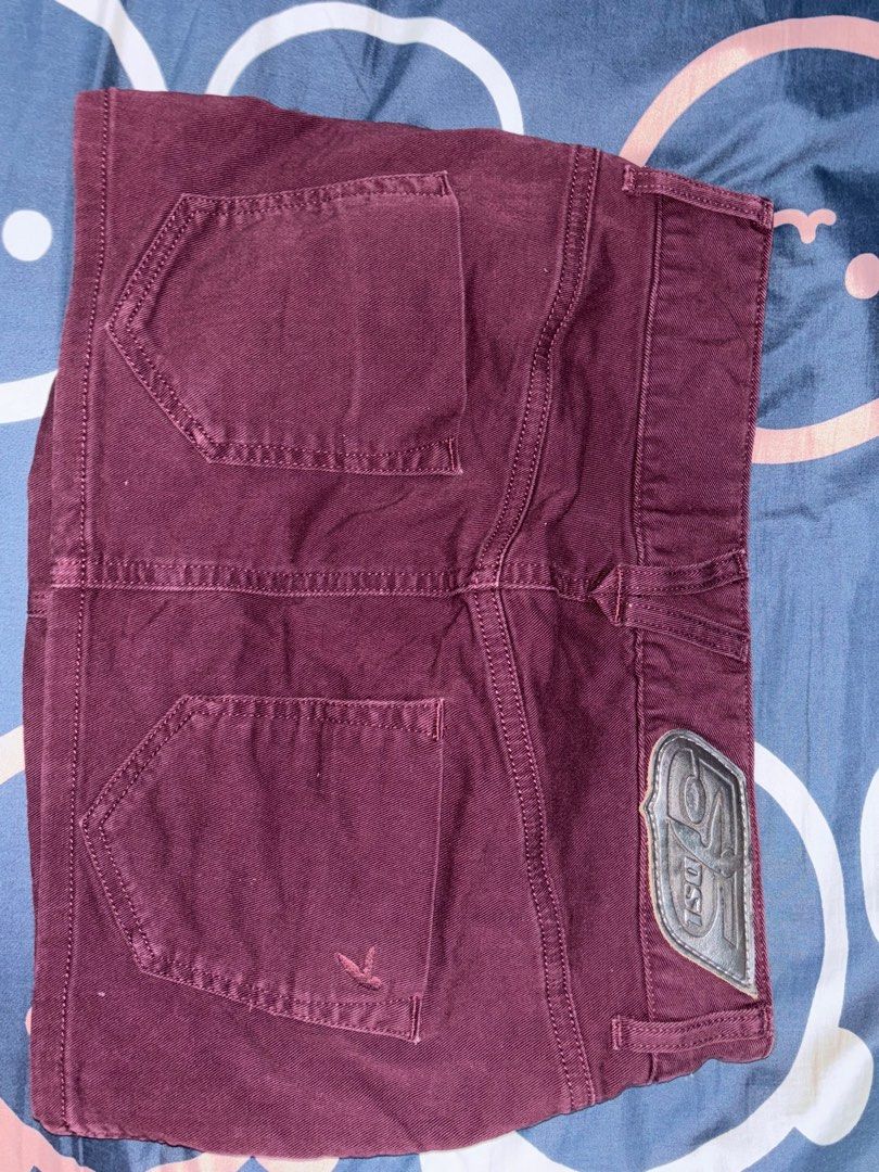 Vintage Retro Fifty Five DSelle Diesel Mini Skirt in Maroon, Women's ...