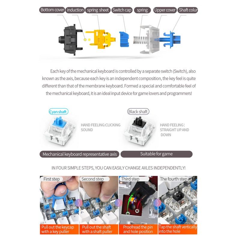 YINDIAO ZK-4 Summoner True Mechanical Keyboard Hot-Swappable with ...