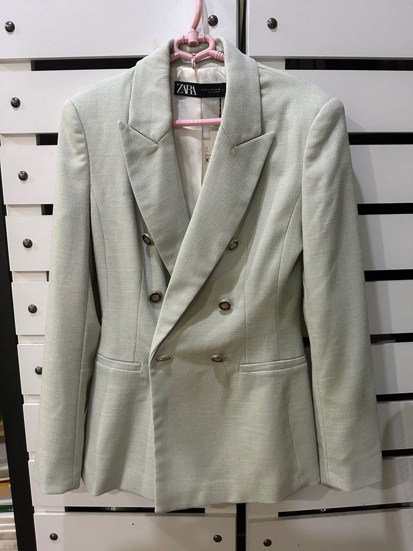 Zara Mint Green Jacket Blazer, Women's Fashion, Coats, Jackets and ...