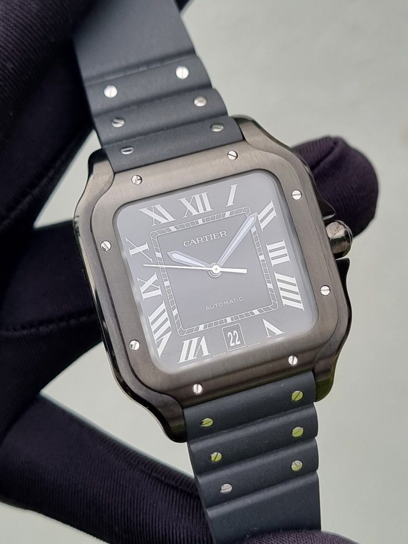 (2021) CARTIER SANTOS BLACK DE CARTIER WATCH LARGE MODEL AUTO AUTOMATIC ...