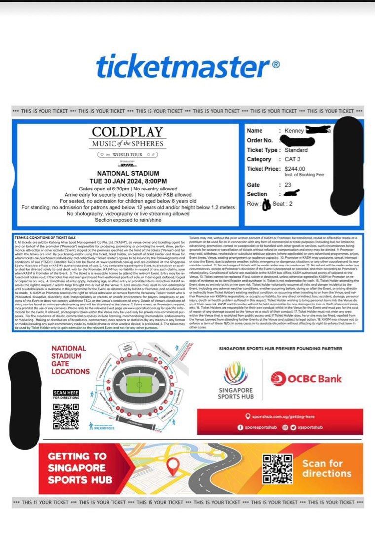 2x CAT 3 COLDPLAY TICKETS 30/01/2024 ($244 EACH), Tickets & Vouchers ...