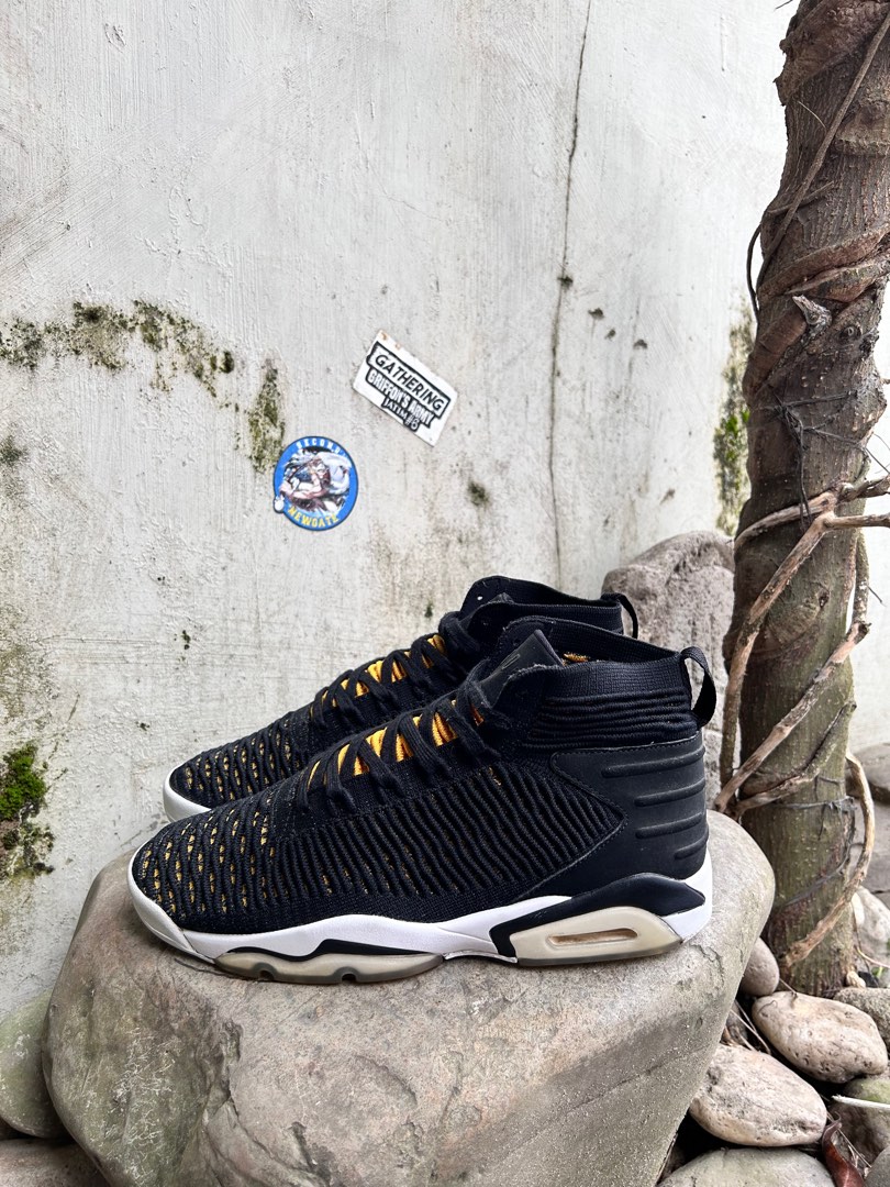 Air Jordan Flyknit Elevation 23 Black/Yellow, Fesyen Pria, Sepatu ...