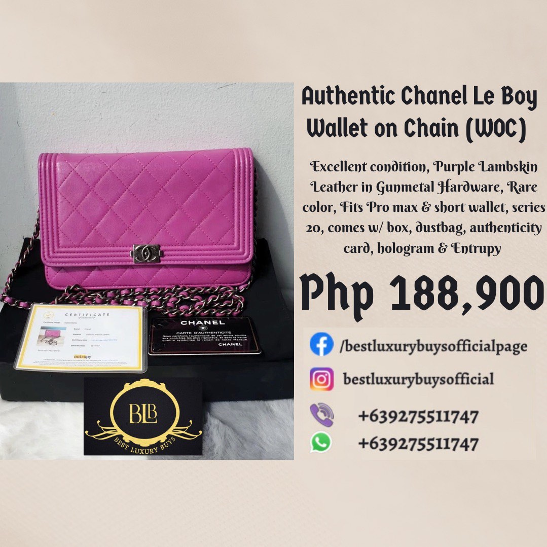 Onhand Authentic Chanel Leboy Le Boy Wallet on Chain WOC Flap Sling Messenger Bag with Entrupy ...