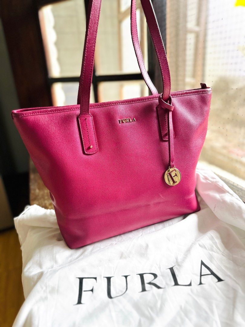 Authentic FURLA Pink Totebag Saffiano Leather, Luxury, Bags & Wallets ...