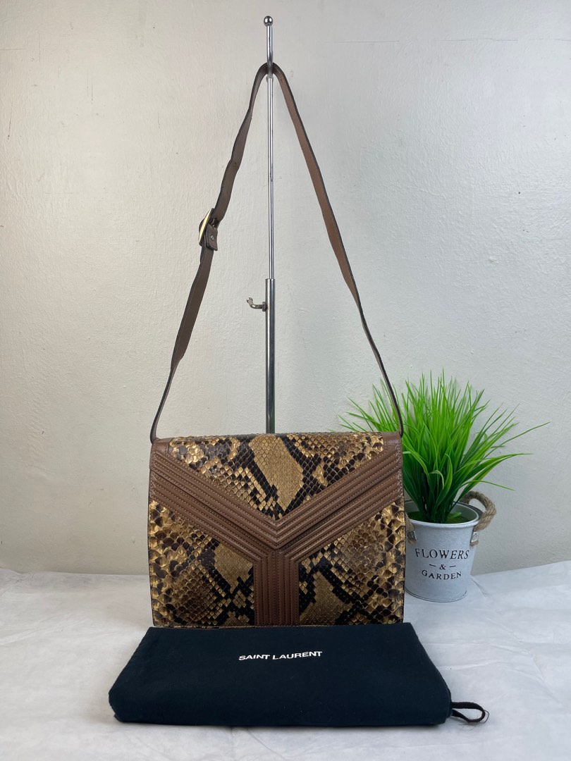 Authentic Vintage YSL snake skin sling, Luxury, Bags & Wallets on Carousell