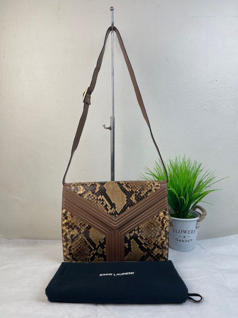 Authentic Vintage YSL snake skin sling, Luxury, Bags & Wallets on Carousell
