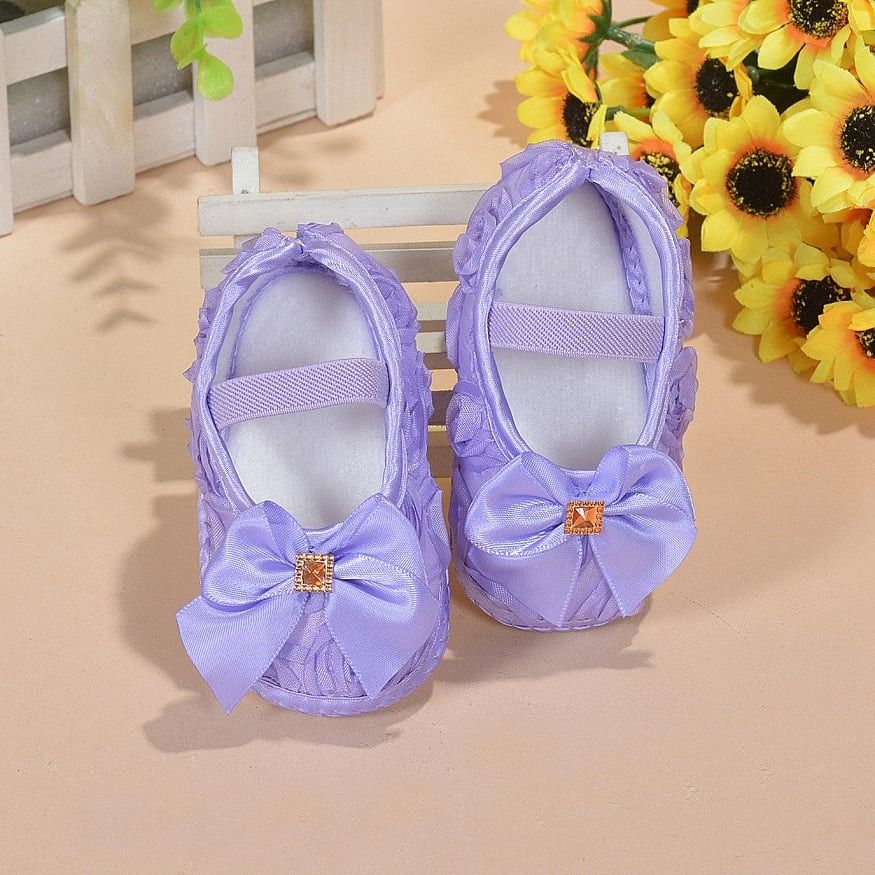 Baby Purple Dress Shoes Socks Headband Crown Set For Girls Long Back ...