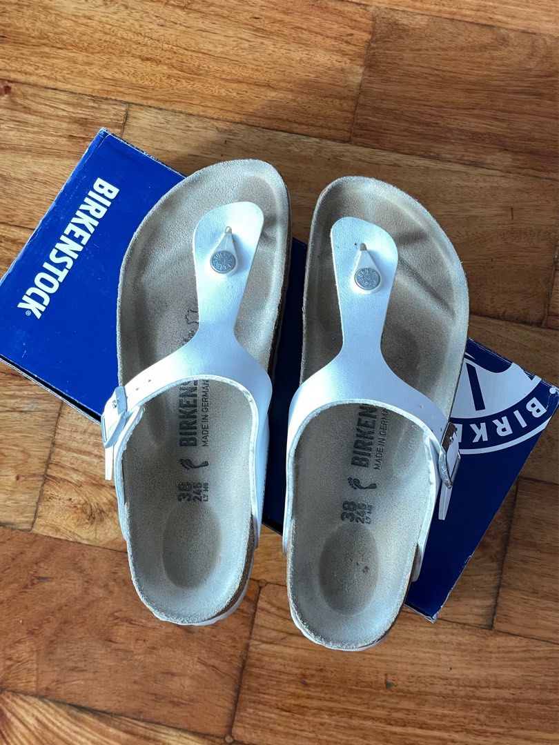 Birkenstock Gizeh - White, Women's Fashion, Footwear, Sandals on Carousell