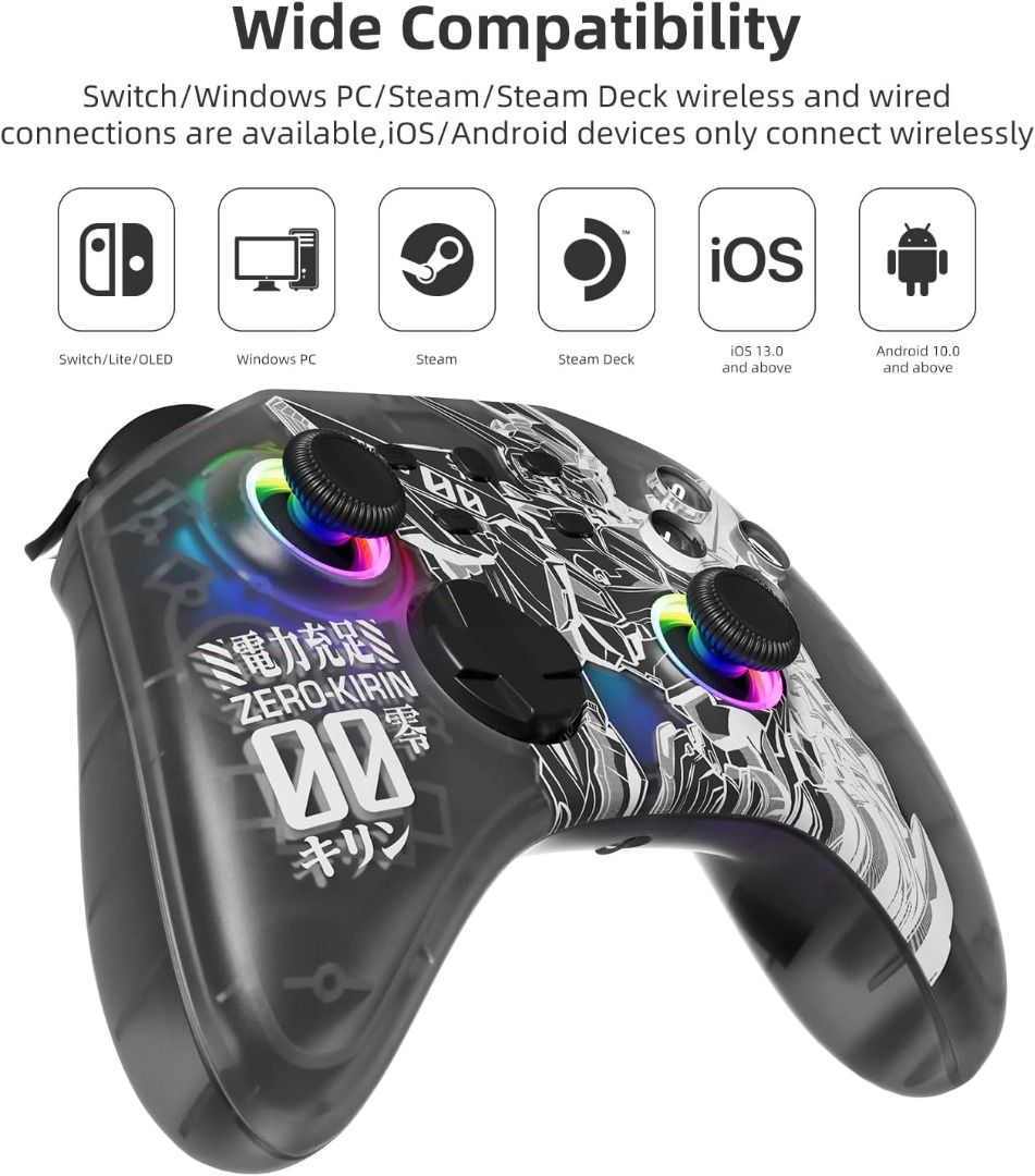 Black Wireless Bluetooth Pro Controller Compatible with iOS/Android ...