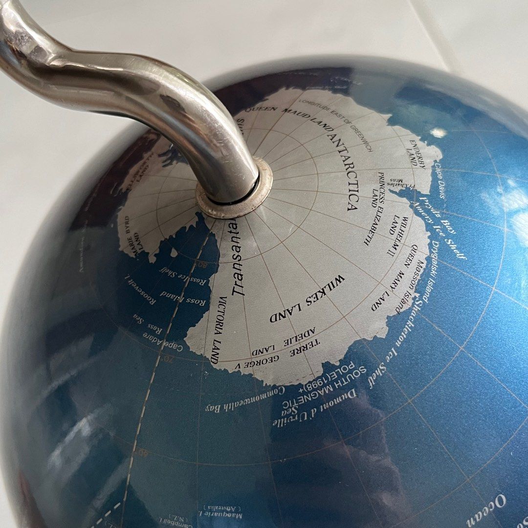 Blue & Silver World Globe, Hobbies & Toys, Toys & Games on Carousell