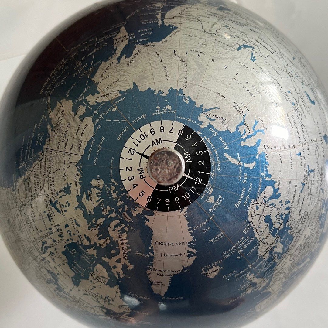 Blue & Silver World Globe, Hobbies & Toys, Toys & Games on Carousell