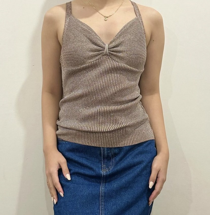 Bow Glitter Top, Women's Fashion, Tops, Blouses on Carousell