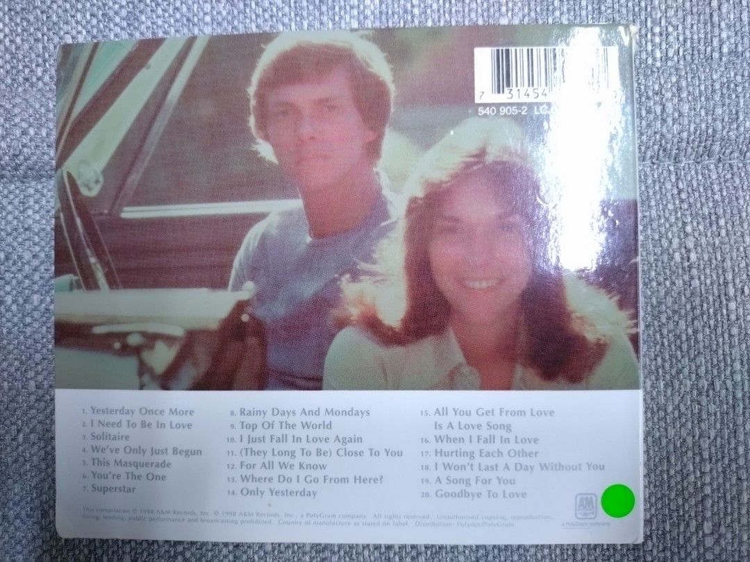 Carpenters Love Songs High Society Legend Series Gold Disc, Hobbies ...