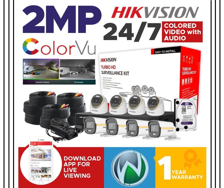 CCTV CAMERA 8 CHANNEL COLORVU KIT 1080p RESOLUTION FULL HD CAMERA ...