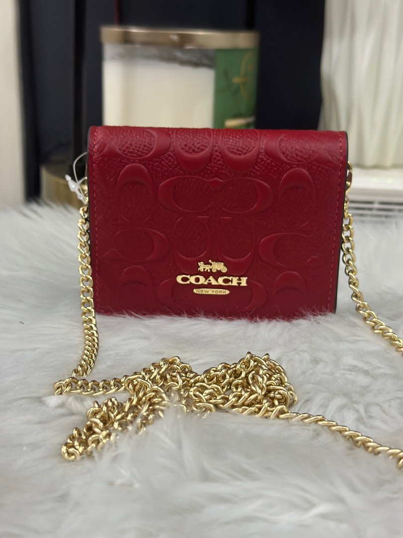 Coach red mini wallet on a chain in signature leather, Luxury, Bags ...