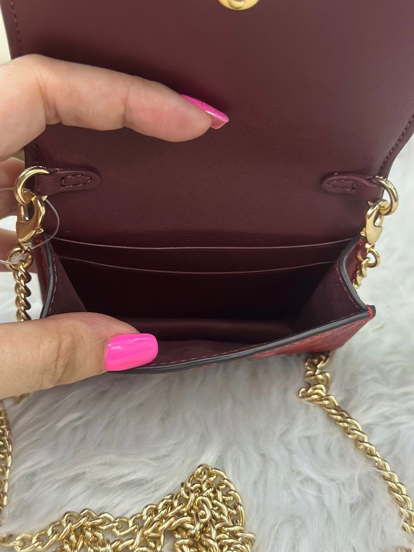 Coach red mini wallet on a chain in signature leather, Luxury, Bags ...