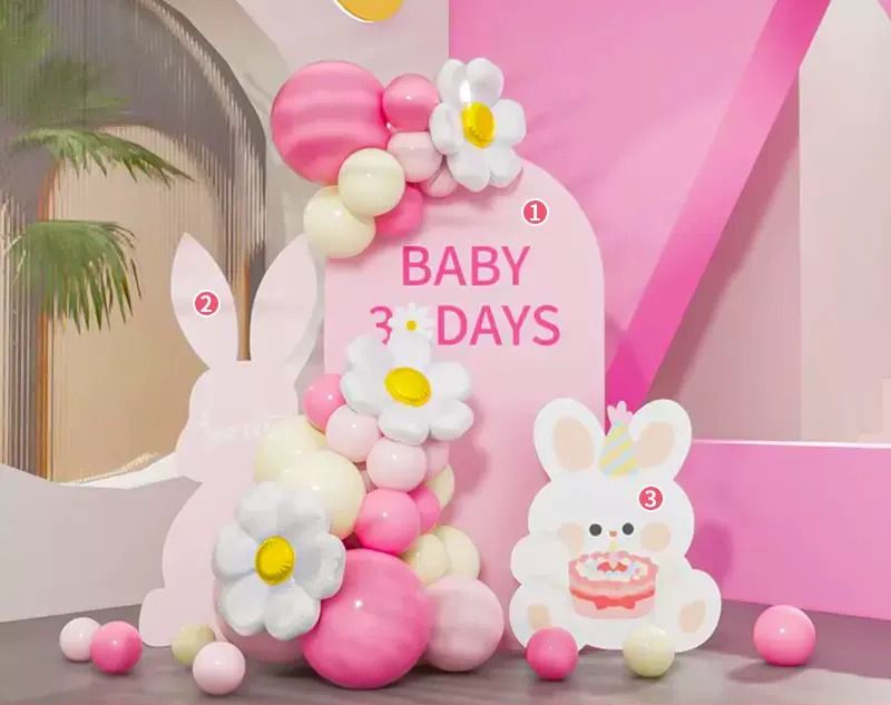 cute rabbit theme birthday decoration scene decoration theme first year ...