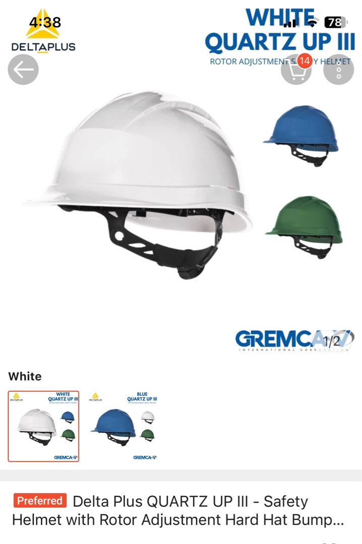 DELTAPLUS Safety Helmet Hard Hat Bump Cap, Commercial & Industrial ...