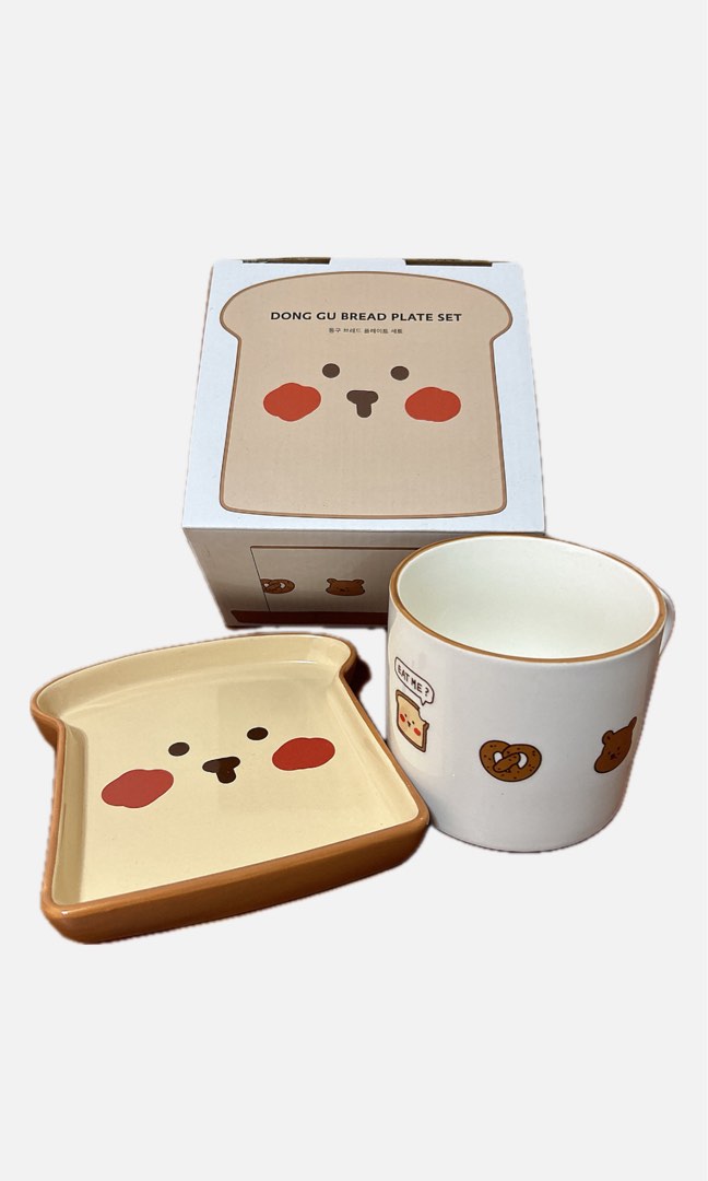 全新！韓國 Dong Gu 可愛咖啡杯 甜點盤 大容量馬克杯 , 家具及居家用品, 廚具和餐具, 水杯、水壺在旋轉拍賣