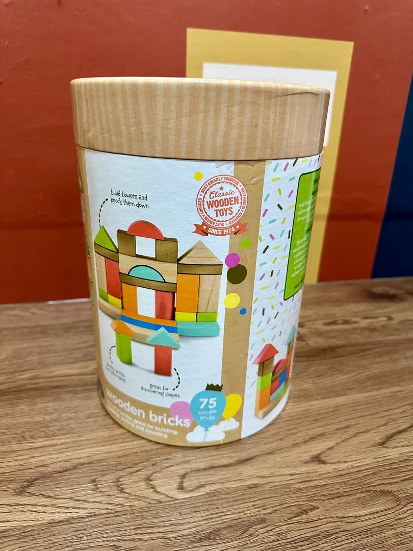 ELC wooden drum of bricks NEW SEGEL