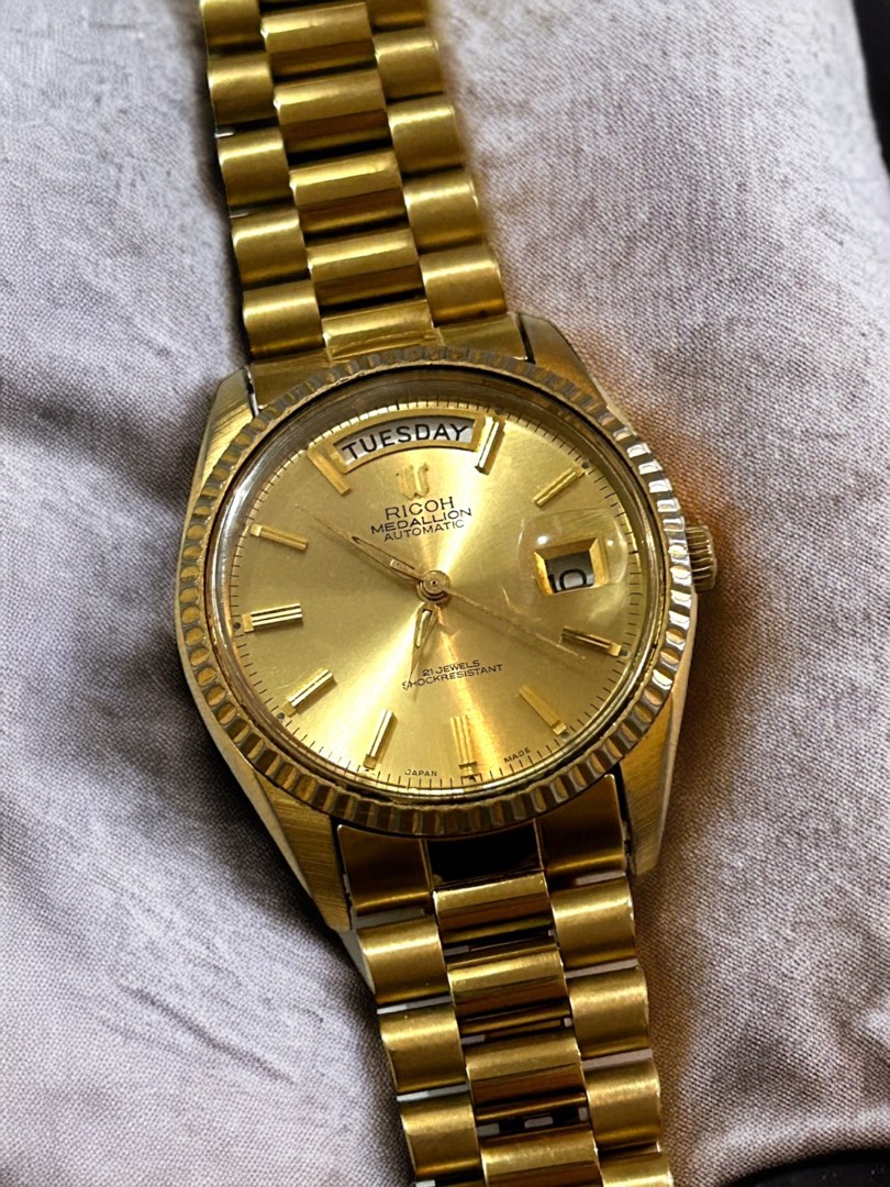 EXTREMELY RARE Ricoh “Day Date” Homage Medallion Japan JDM Gold ...