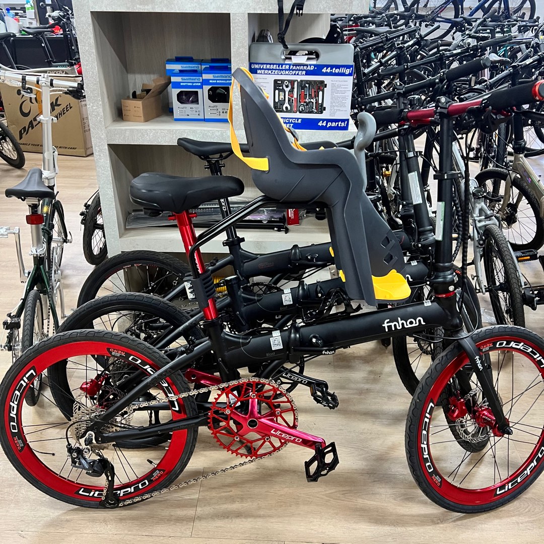 Fnhon blast foldable bike with baby seat black red customised litepro ...