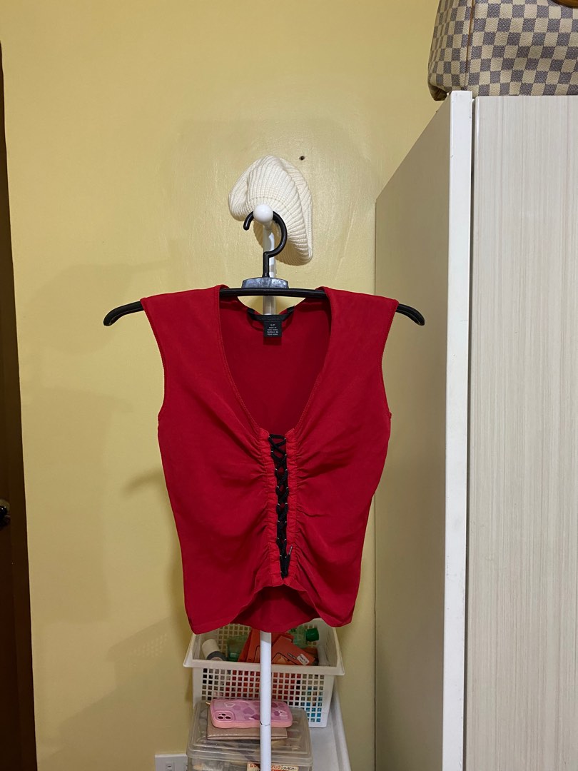 Guess Collection Red Sleeveless Top Womens Fashion Tops Sleeveless