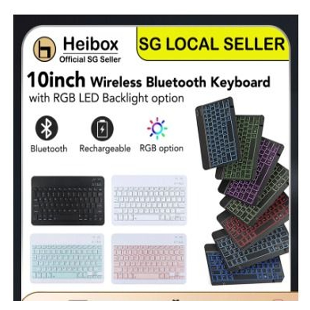 Heibox Wireless Bluetooth Keyboard with RGB LED Backlight Silent ...