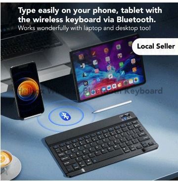 Heibox Wireless Bluetooth Keyboard with RGB LED Backlight Silent ...