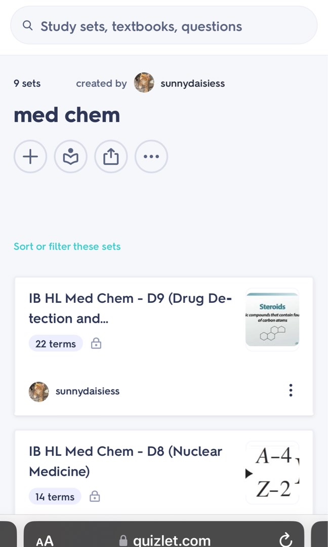 IB HL Chem Option D (Med Chem) Quizlet Set, Hobbies & Toys, Books & Magazines, Textbooks on ...