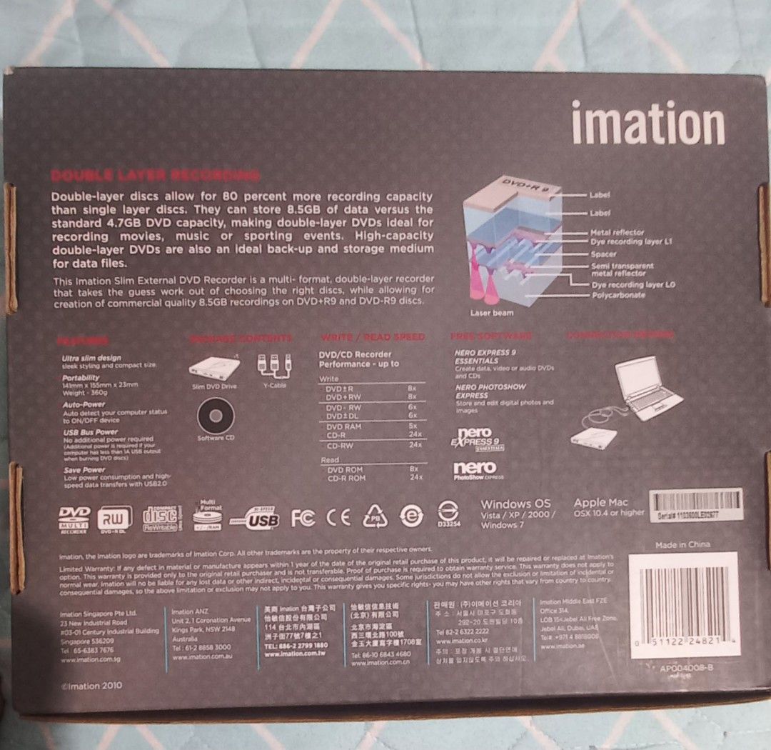 IMATION Slim External DVD Recorder, Computers & Tech, Printers ...