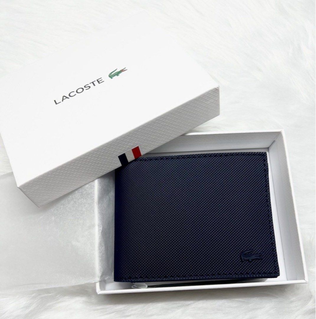 Lacoste Men’s Classic Billfold Wallet Color Marine Blue with RFID ...