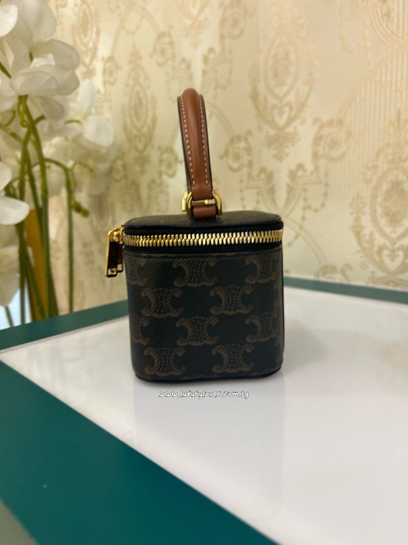LNIB Celine Mini Vanity Case in Triomphe Canvas & Calf Tan GHW, Luxury ...