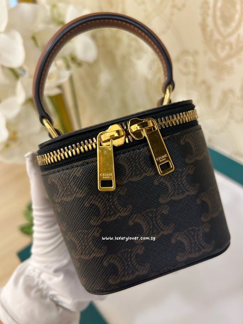 LNIB Celine Mini Vanity Case in Triomphe Canvas & Calf Tan GHW, Luxury ...