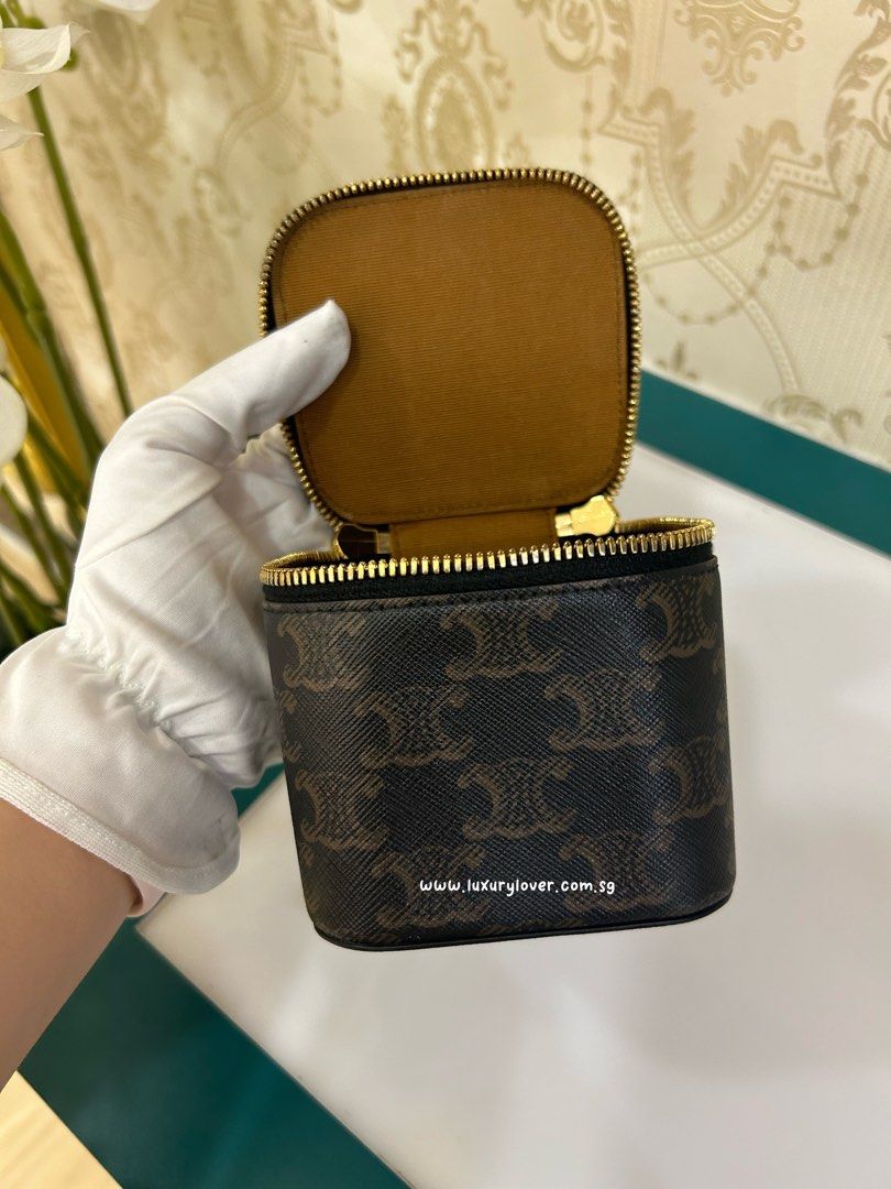 LNIB Celine Mini Vanity Case in Triomphe Canvas & Calf Tan GHW, Luxury ...