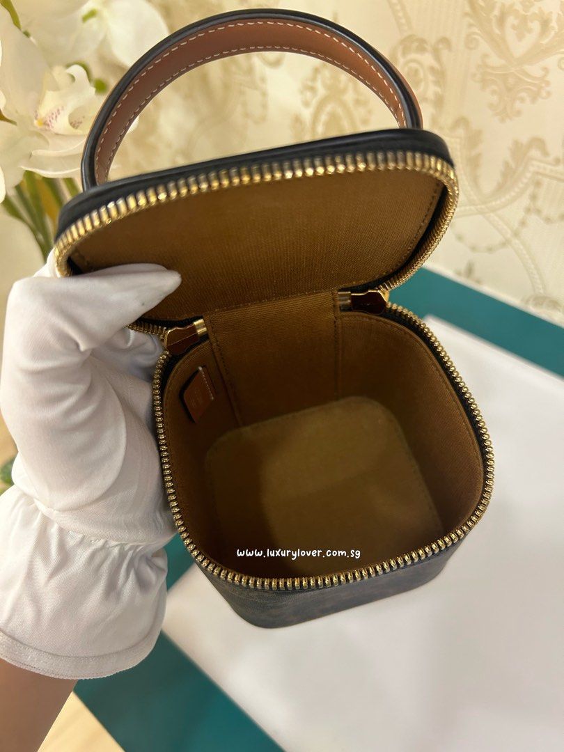 LNIB Celine Mini Vanity Case in Triomphe Canvas & Calf Tan GHW, Luxury ...