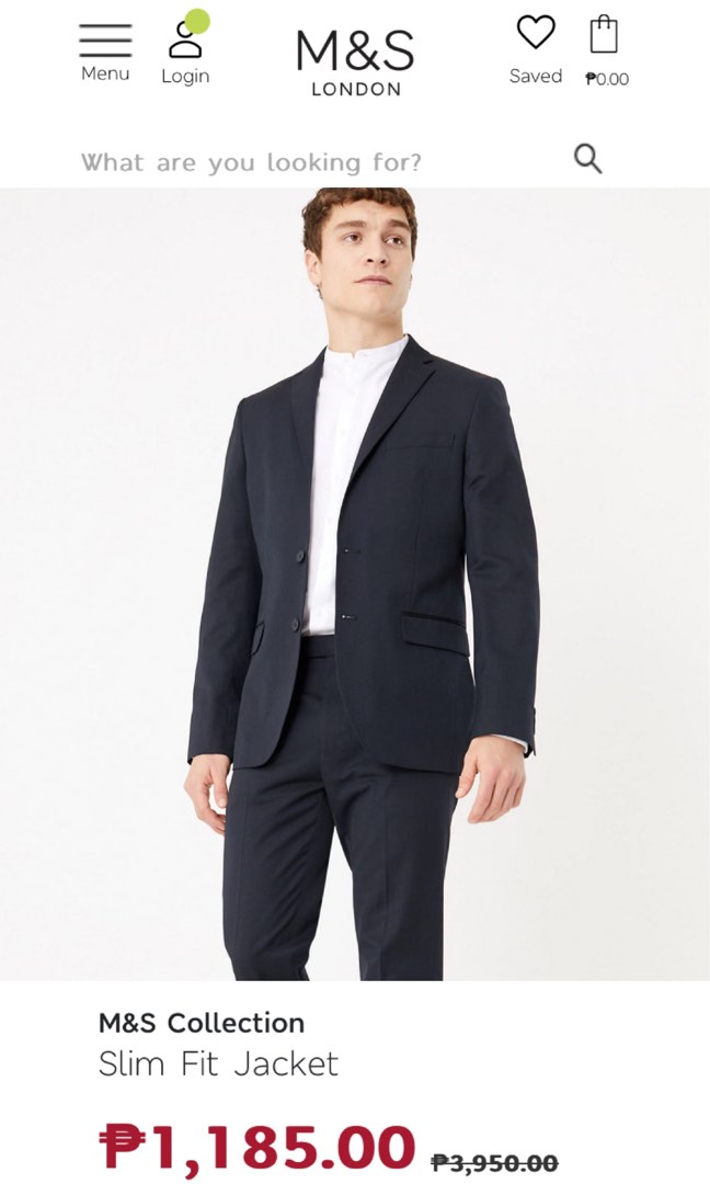 M&S (Large-XL) Slim Fit Coat Blazer Jacket, Men's Fashion, Coats ...