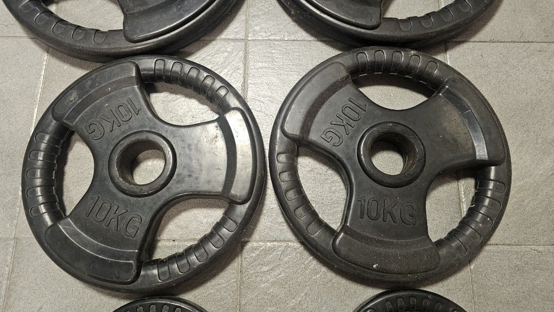 Olympics barbell weights plate 100kg 2inch rubberised, Sports Equipment ...