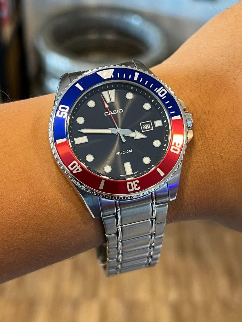 ORIGINAL CASIO Analog (PEPSI) Stainless Steel Men's Divers Watch MDV ...
