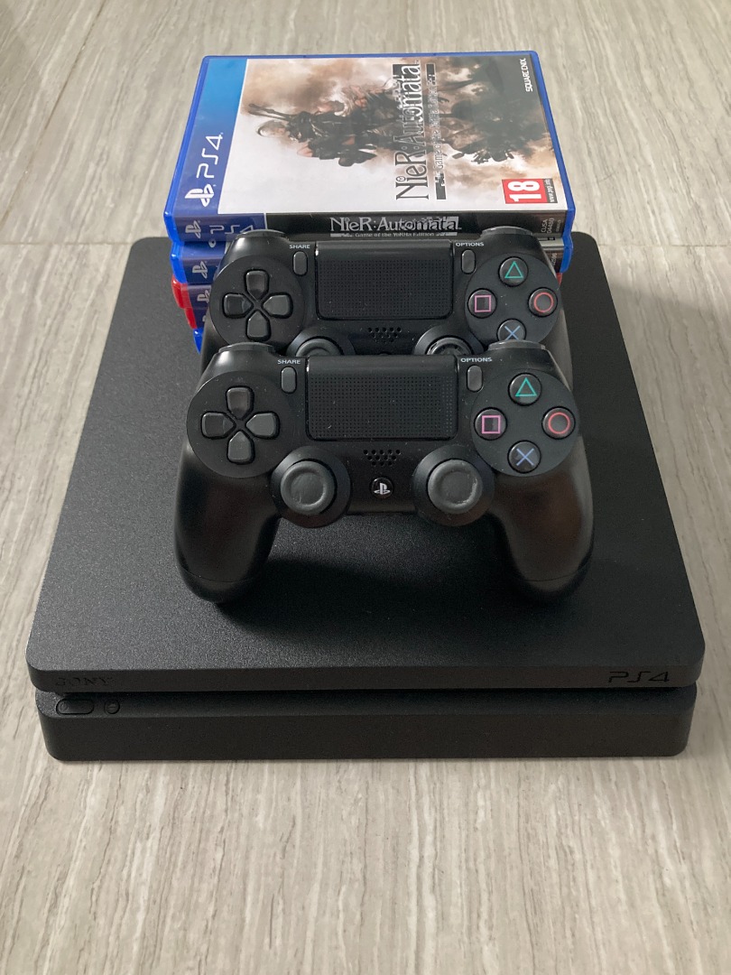 PS4 Slim 1 TB (Console + 2 Dualshock 4 Wireless Controllers), Video ...