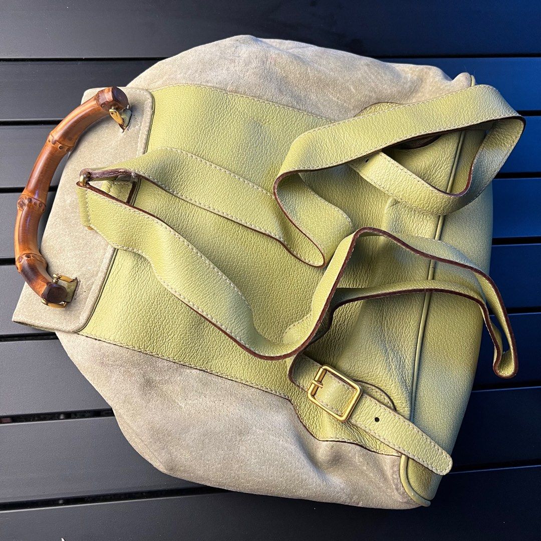 rare gucci avocado bamboo backpack, Luxury, Bags & Wallets on Carousell