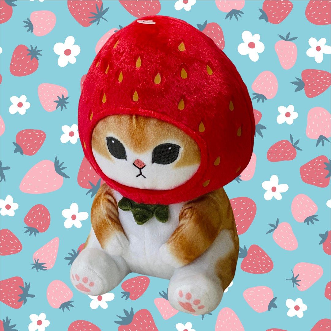 RARE Mofusand Strawberry Cat Fruit Nyan Big Plush, Hobbies & Toys, Toys ...