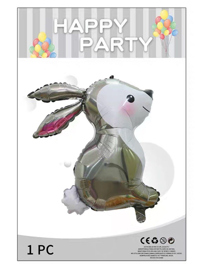 [Ready Stock] Cute Animal|Bunny Rabbit deflated aluminium balloon( per ...