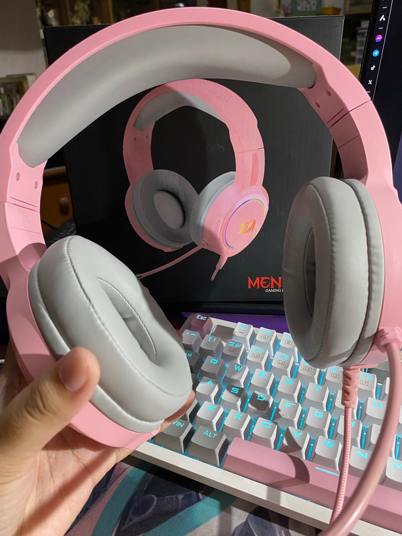 Redragon Mento Gaming Headset Pink RGB, Audio, Headphones & Headsets on ...