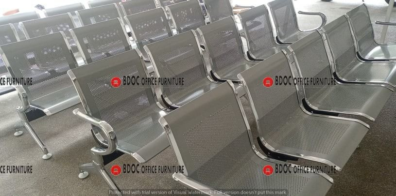 silver color gang metal gang chair / office table / office partition ...