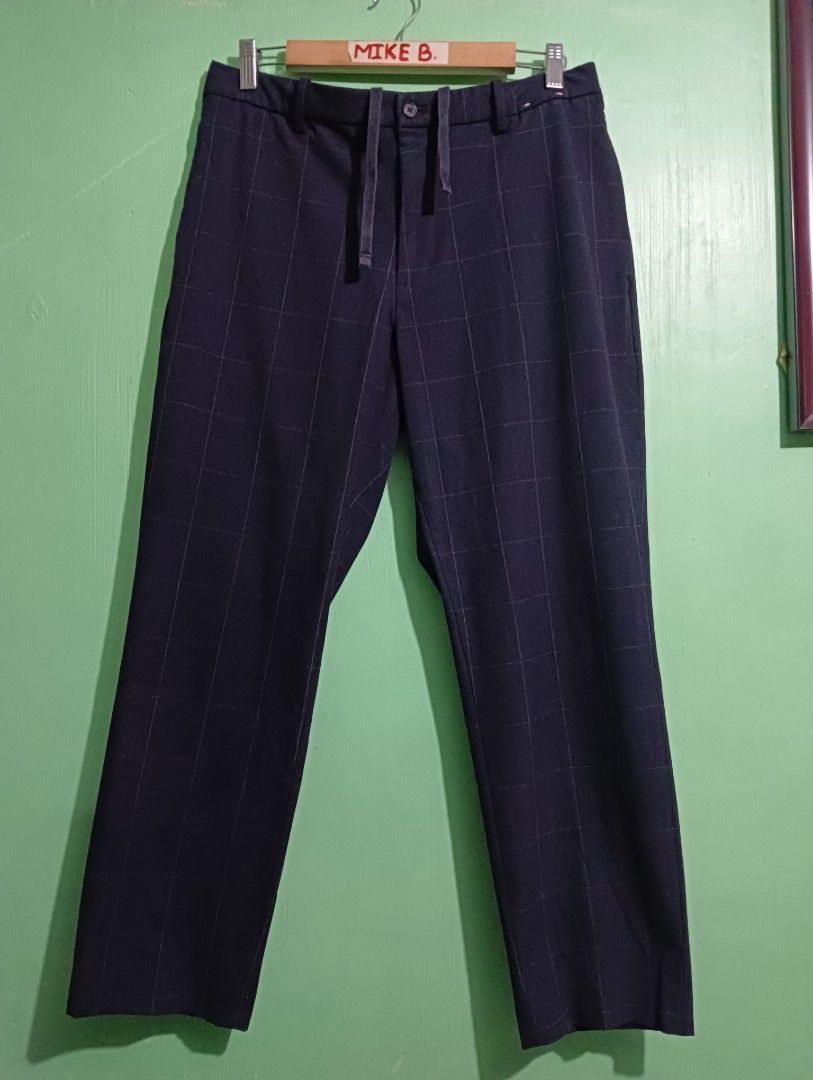 Uniqlo EZY ankle pants (window pen, 2-way stretch, Men's Fashion ...