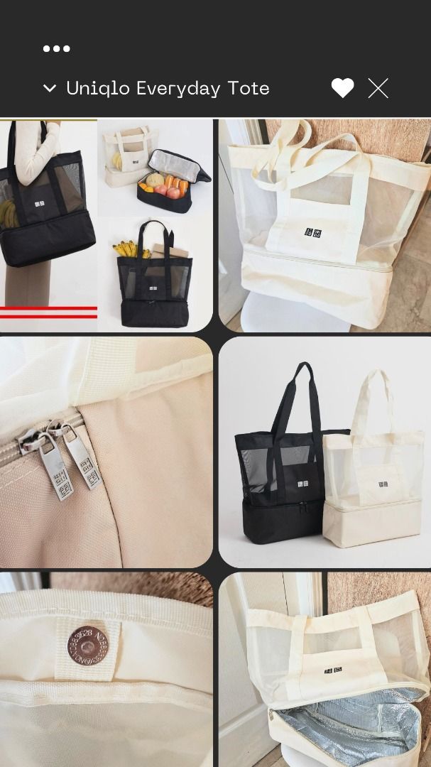 Uniqlo Tote Bag with Cooler Compartment BEIGE, Women's Fashion, Bags ...
