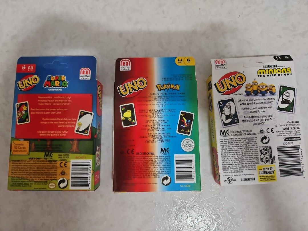 Uno Card Game (Super Mario, Minions, Pokemon), Hobbies & Toys, Toys ...