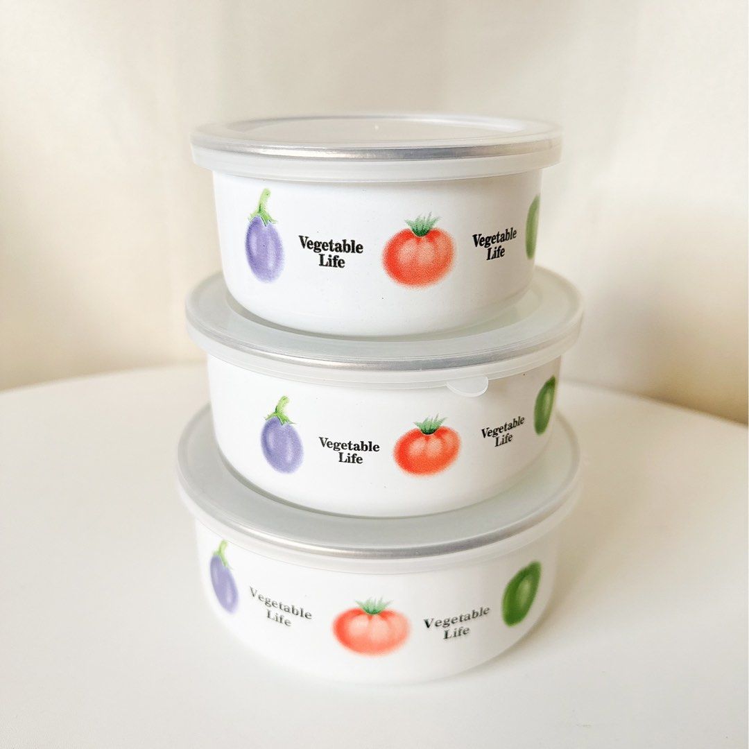 Vegetable Life Enamel Food Keeper Set, Furniture & Home Living ...